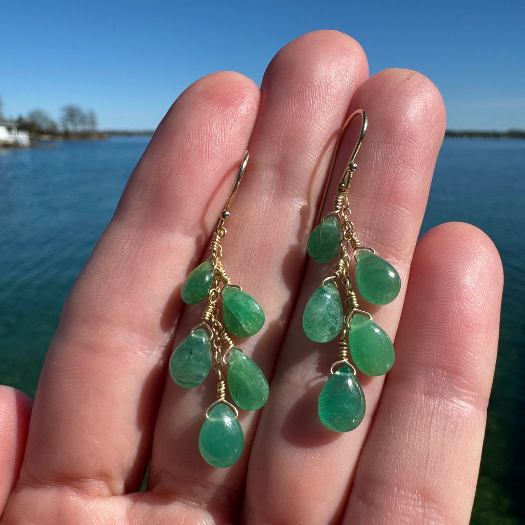 Emerald Cascade Earrings – The Golden Cleat