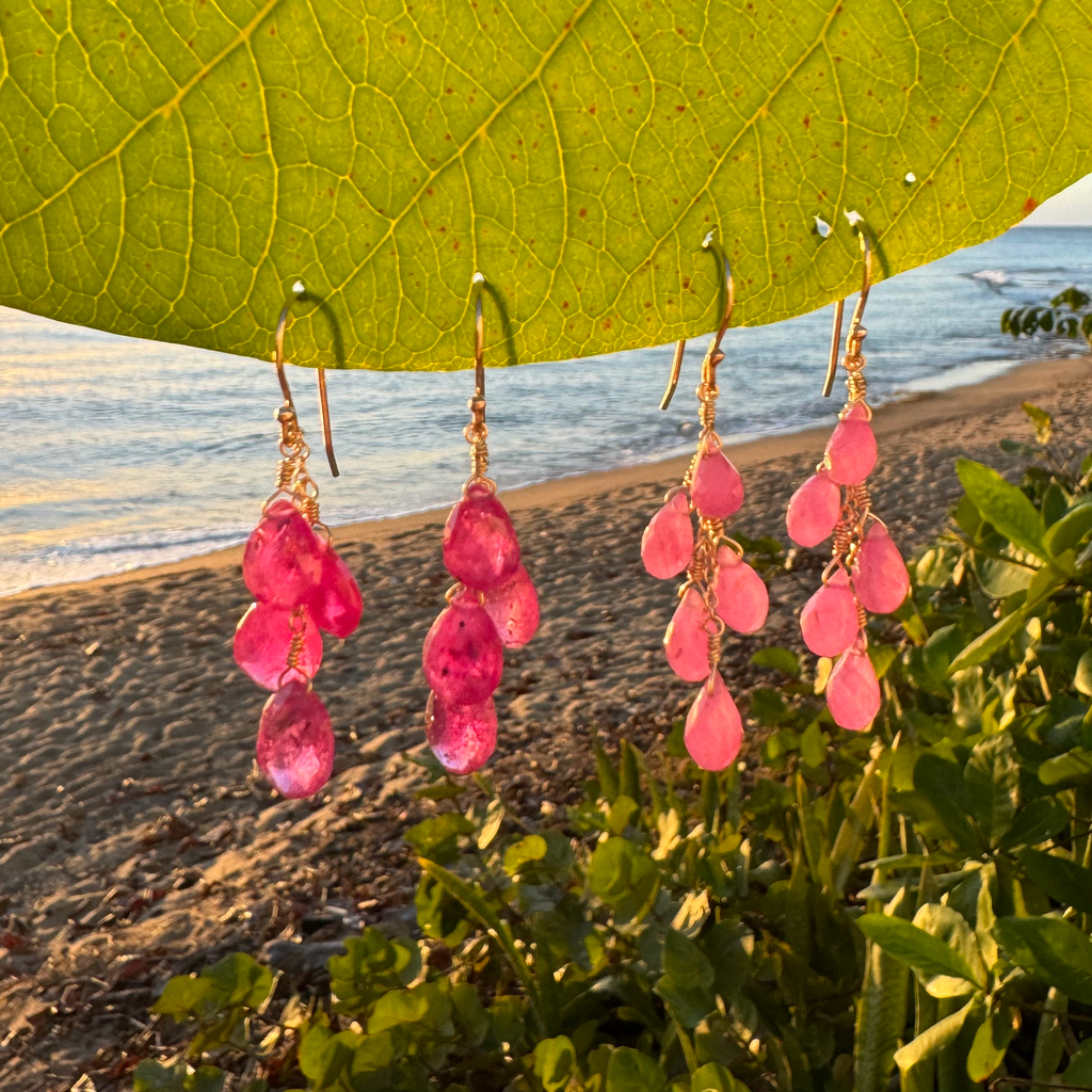Pink Sapphire Teardrop Cascade Earrings – The Golden Cleat