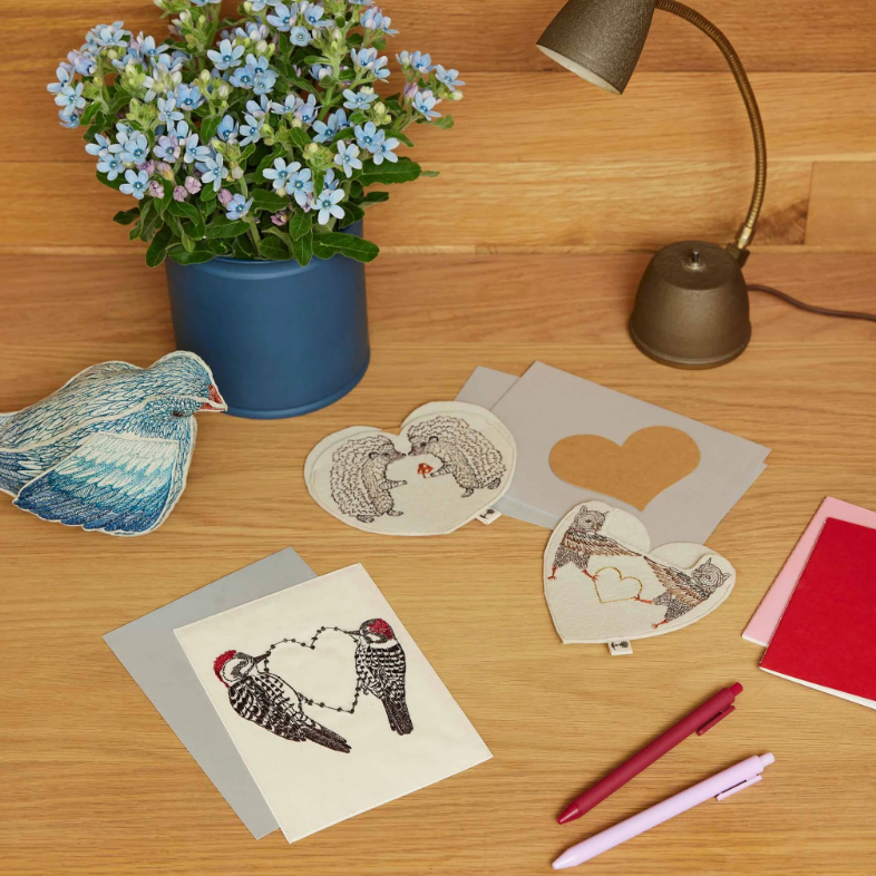 Embroidered Card (Woodpecker Love) – The Golden Cleat