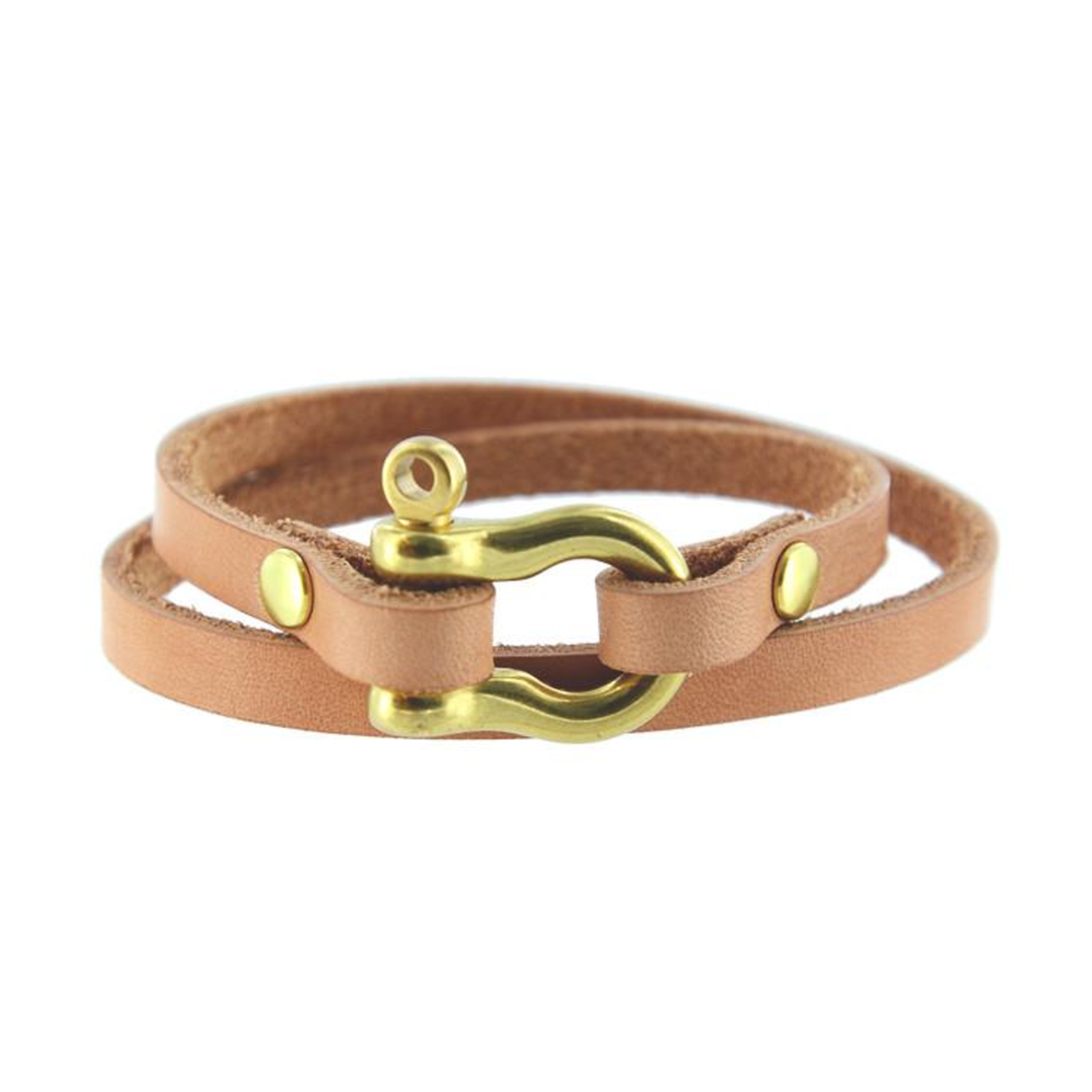 Double Wrap Shackle Bracelet (Brass on Natural Leather) – The Golden Cleat