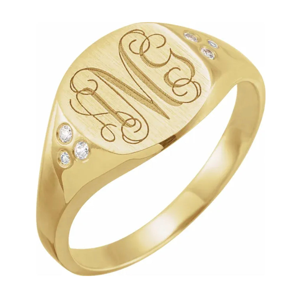 Square Signet Ring with Diamonds – The Golden Cleat